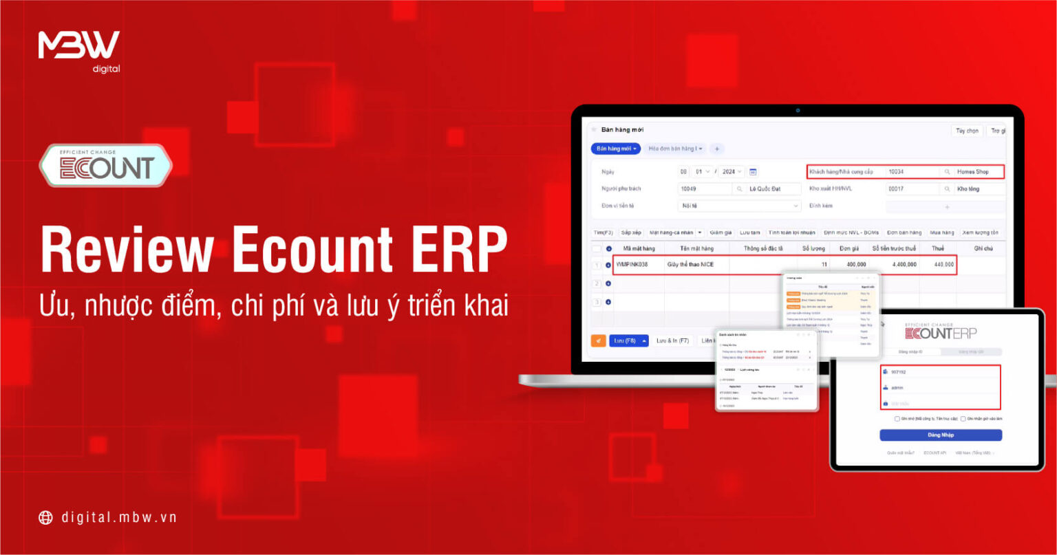 Review Ecount ERP: Ưu, nhược điểm, chi phí và lưu ý triển khai